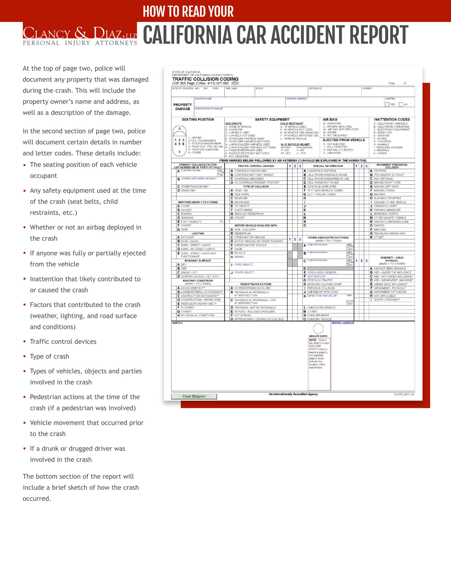 How to read your California car accident report | Clancy & Diaz, LLP
