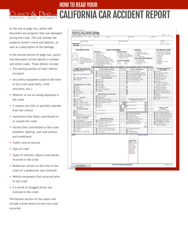 How to read your California car accident report | Clancy & Diaz, LLP