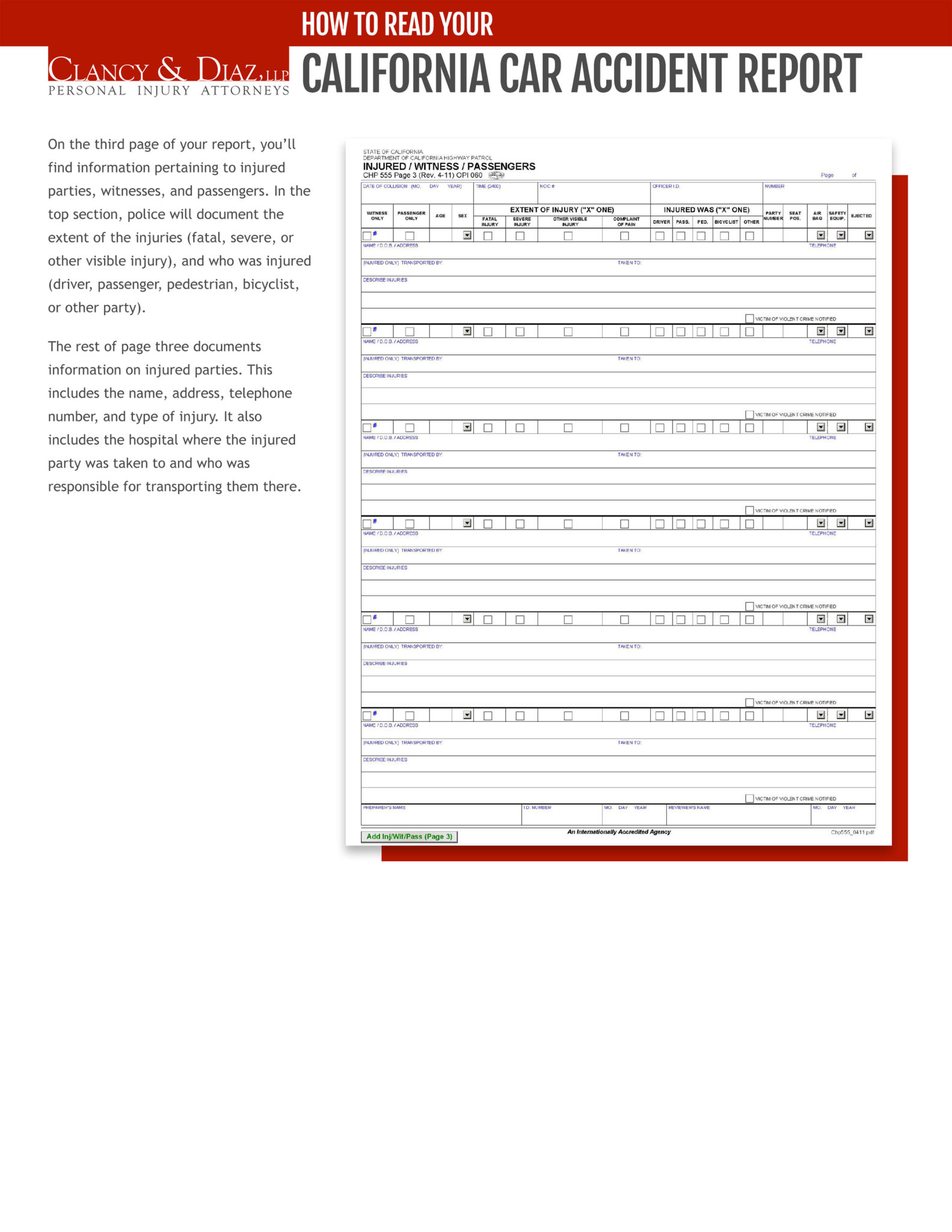 How to read your California car accident report | Clancy & Diaz, LLP